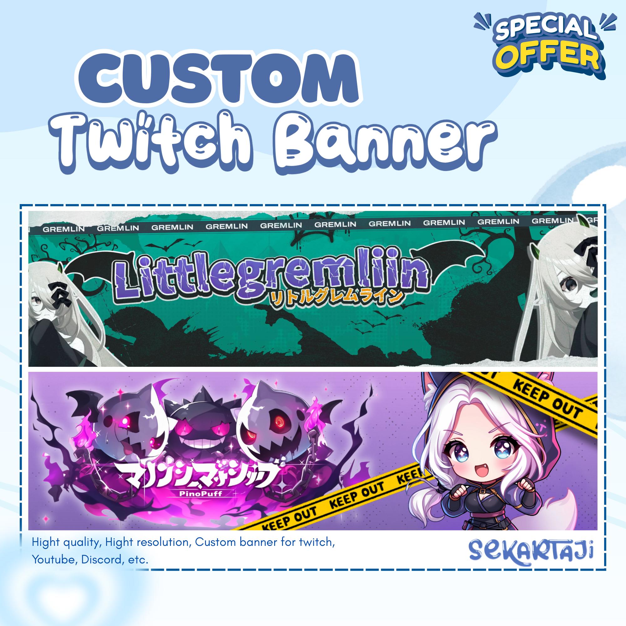 CUSTOM TWITCH BANNER | Discord Banner| Twitch Banner | Cute Banner ...