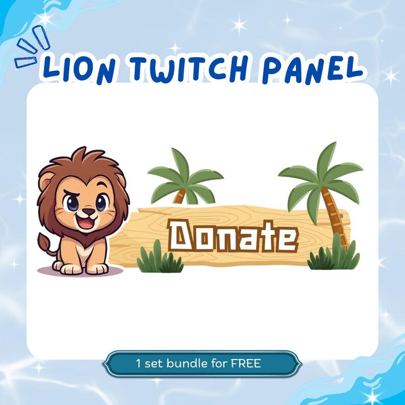 Chibi Lion Twitch Panels – Tropical Vtuber Stream Overlay (digital ...
