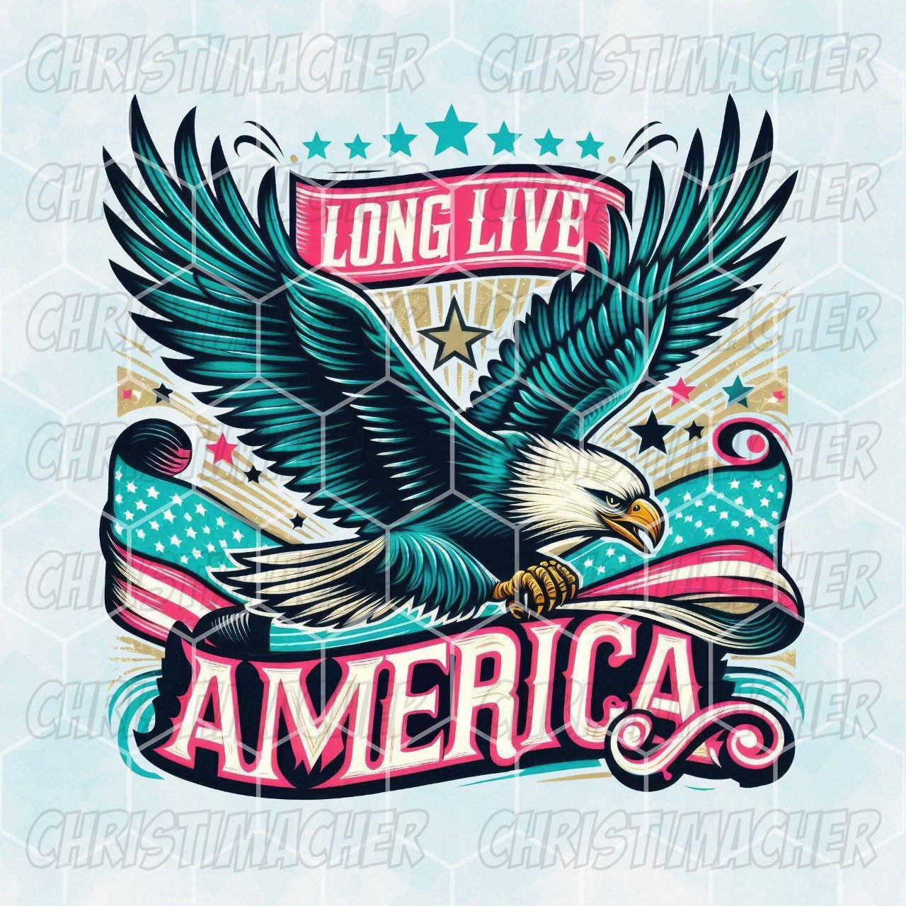 Long Live America Sublimation Design PNG, Eagle Pink USA Flag 4th of ...