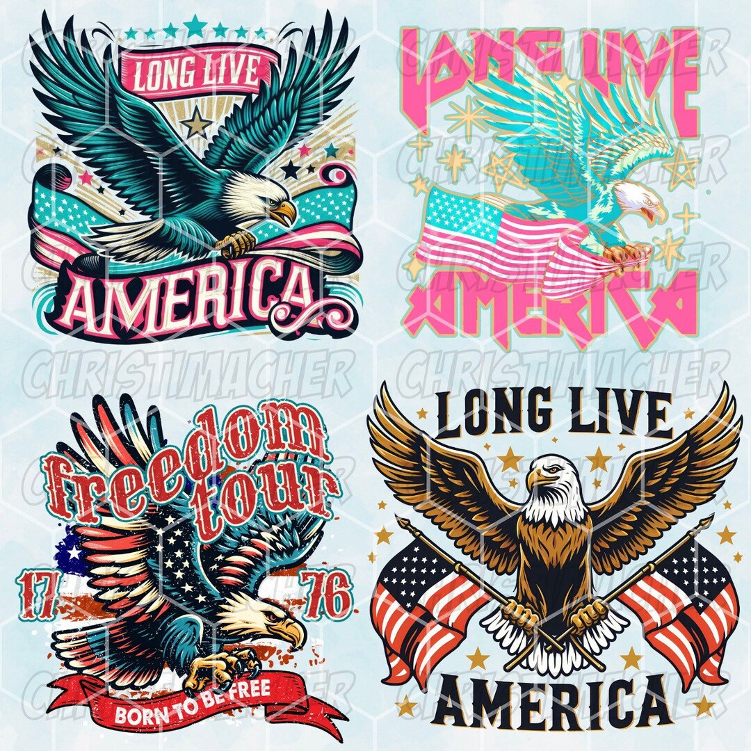 Long Live America Sublimation Design PNG, Eagle Pink USA Flag 4th of ...
