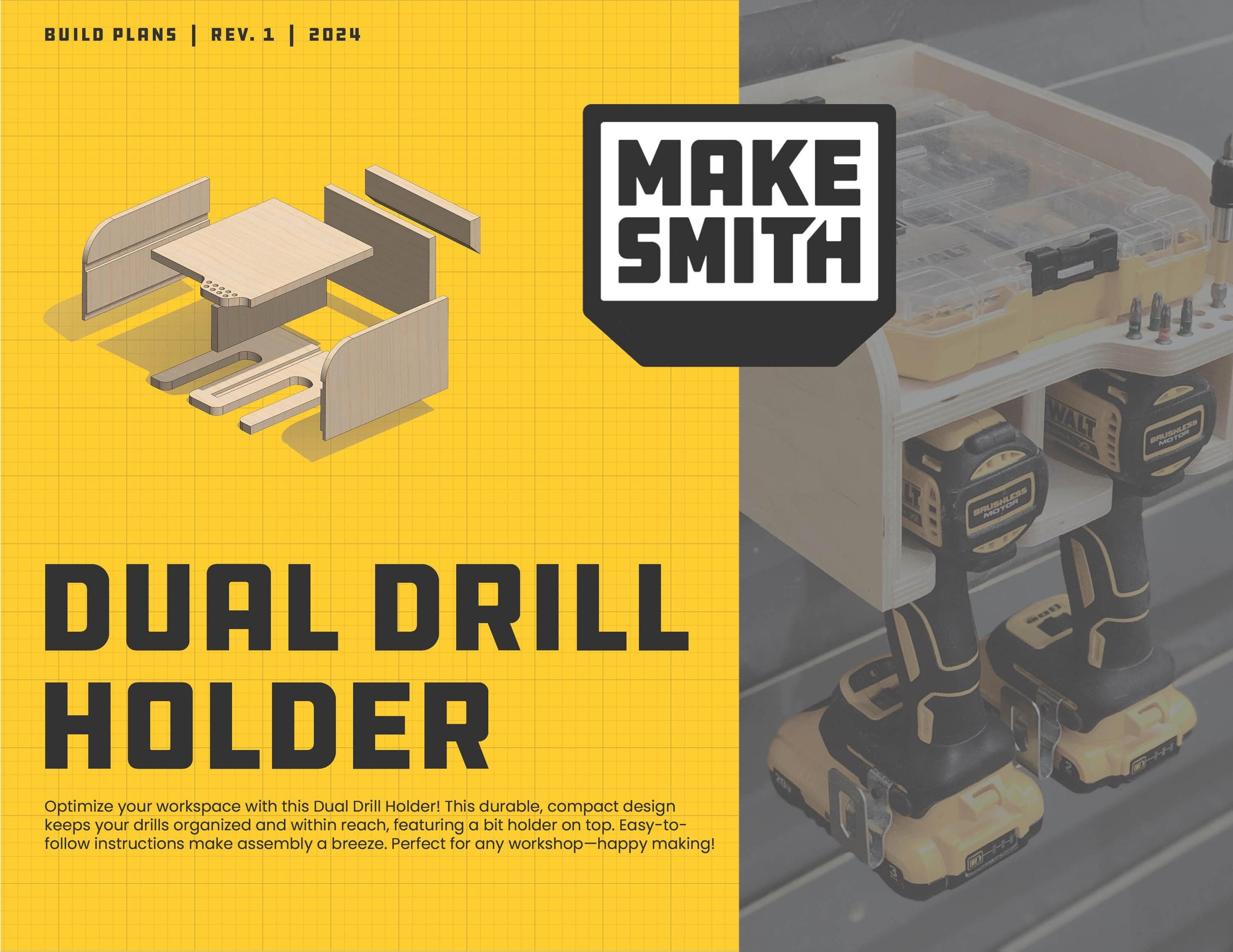 Dual Drill Holder Build Plans – DIY Cordless Drill Rack With Bit ...