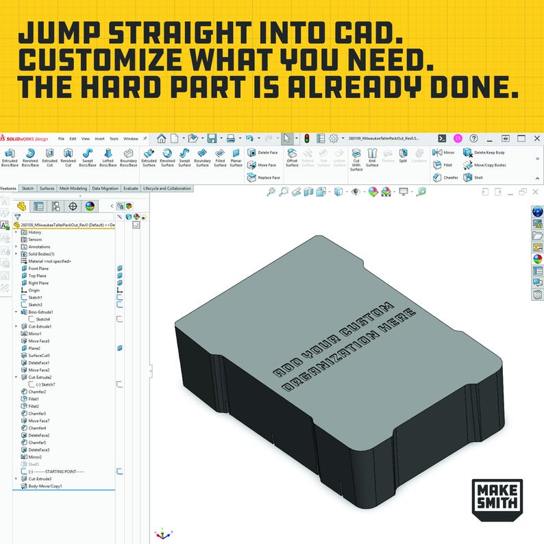 Milwaukee Packout DEEP Case Blank Insert CAD Template (48-22-8435) | 3D ...