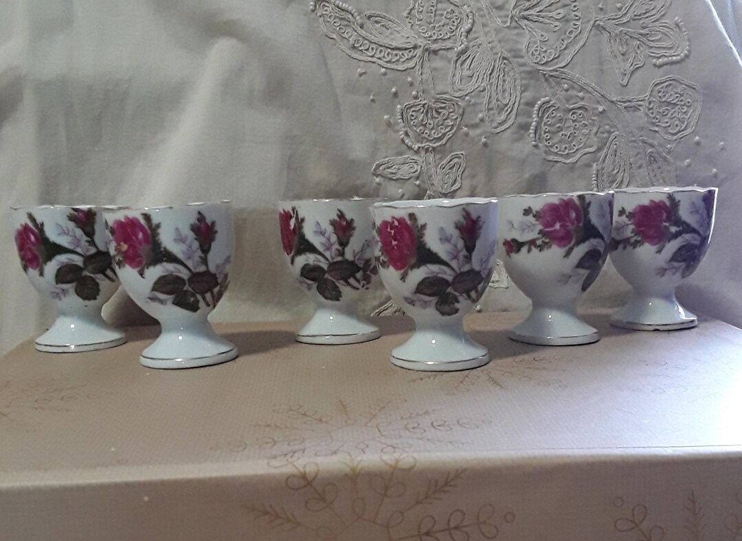 6 Vintage Egg Cups~lefton Moss Rose~set of 6~ Shipping Included - Etsy