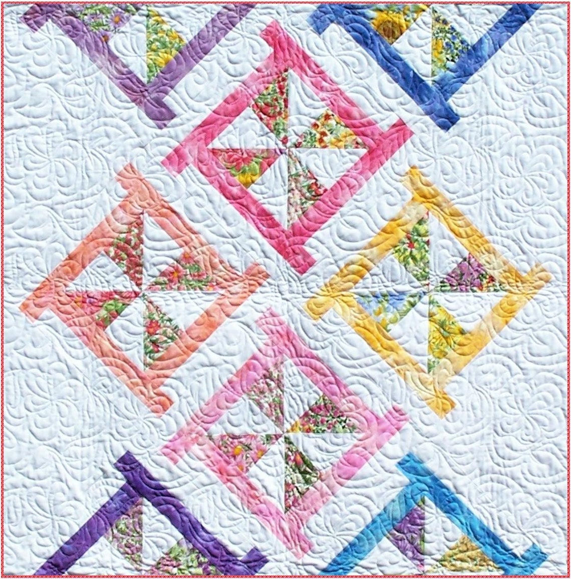 PINWHEEL POSIES Quilt Pattern - B J Q 115 --- Printable Pdf E-pattern ...