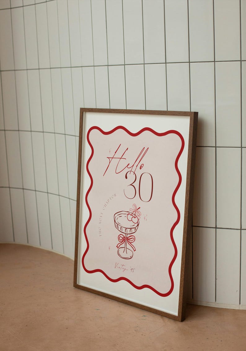 Hello 30 Birthday Sign, Editable Red Decor (canva Template) - Etsy