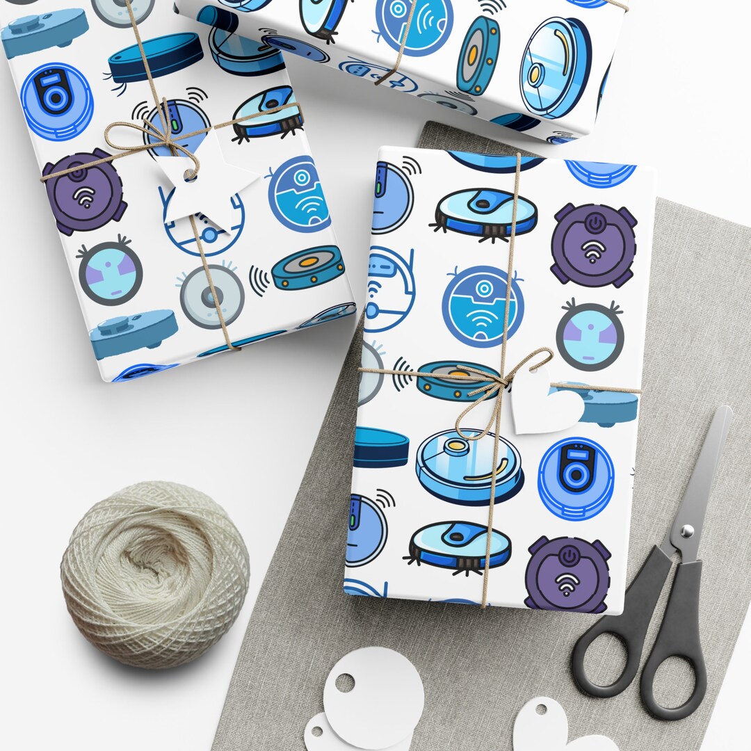Robot Vacuum Gift Wrap Paper, Robot Vacuum Wrapping Paper, Robot Vacuum ...