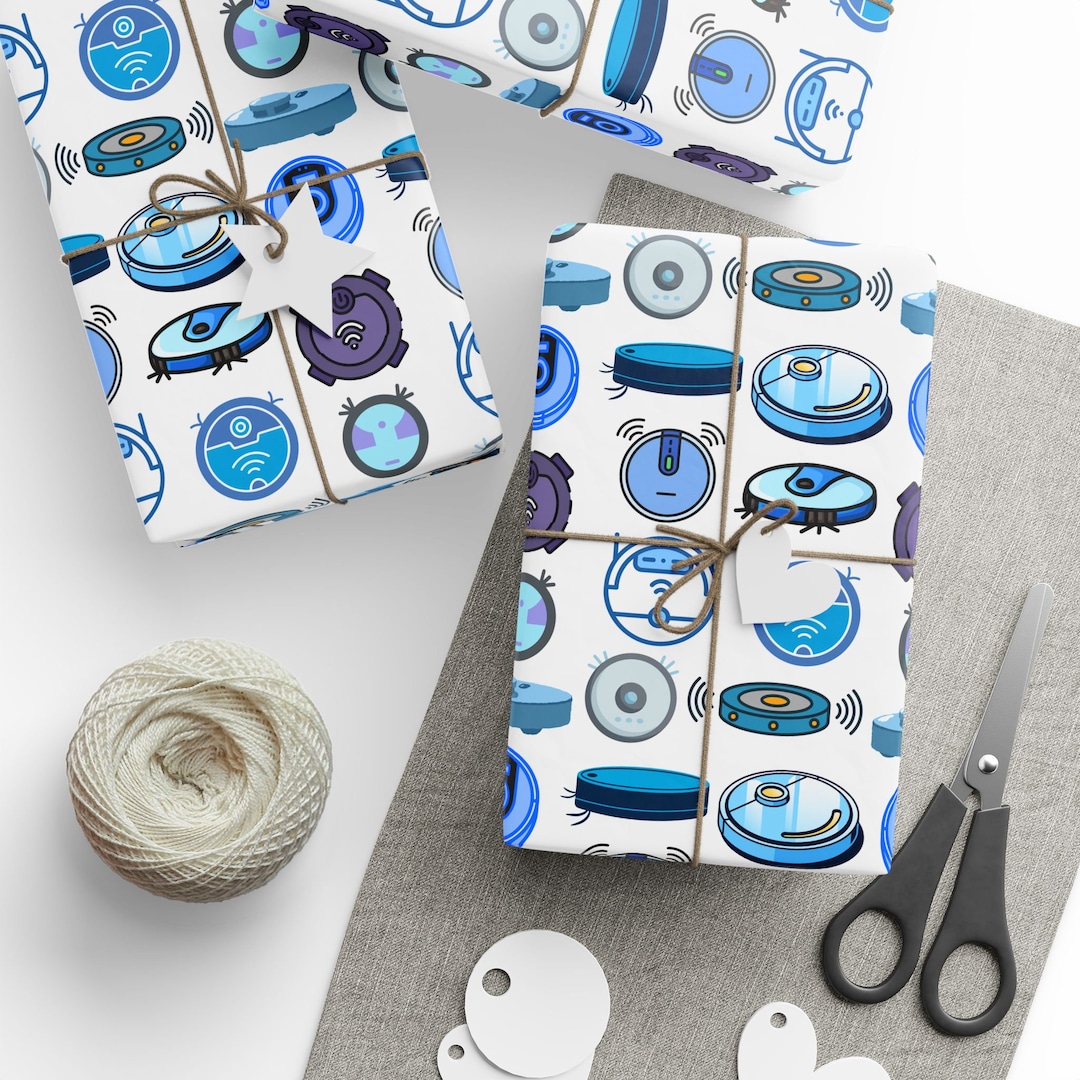 Robot Vacuum Wrapping Paper, Robot Vacuum Gift Wrap Paper, Robot Vacuum ...