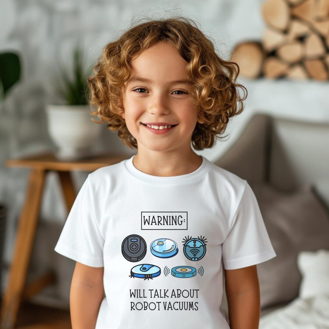 Kids Robot Vacuum Shirt: Youth Short Sleeve Tee, Will Talk About Robot ...