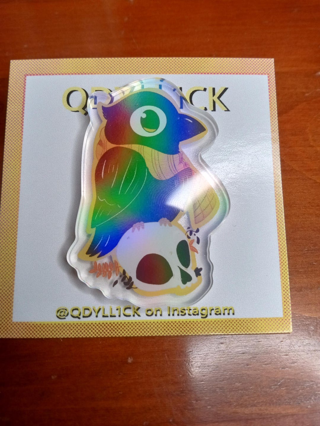 Skull Crow Acrylic Pin/ Rainbow Holographic/ Spooky Pin/ Aesthetic Fall ...