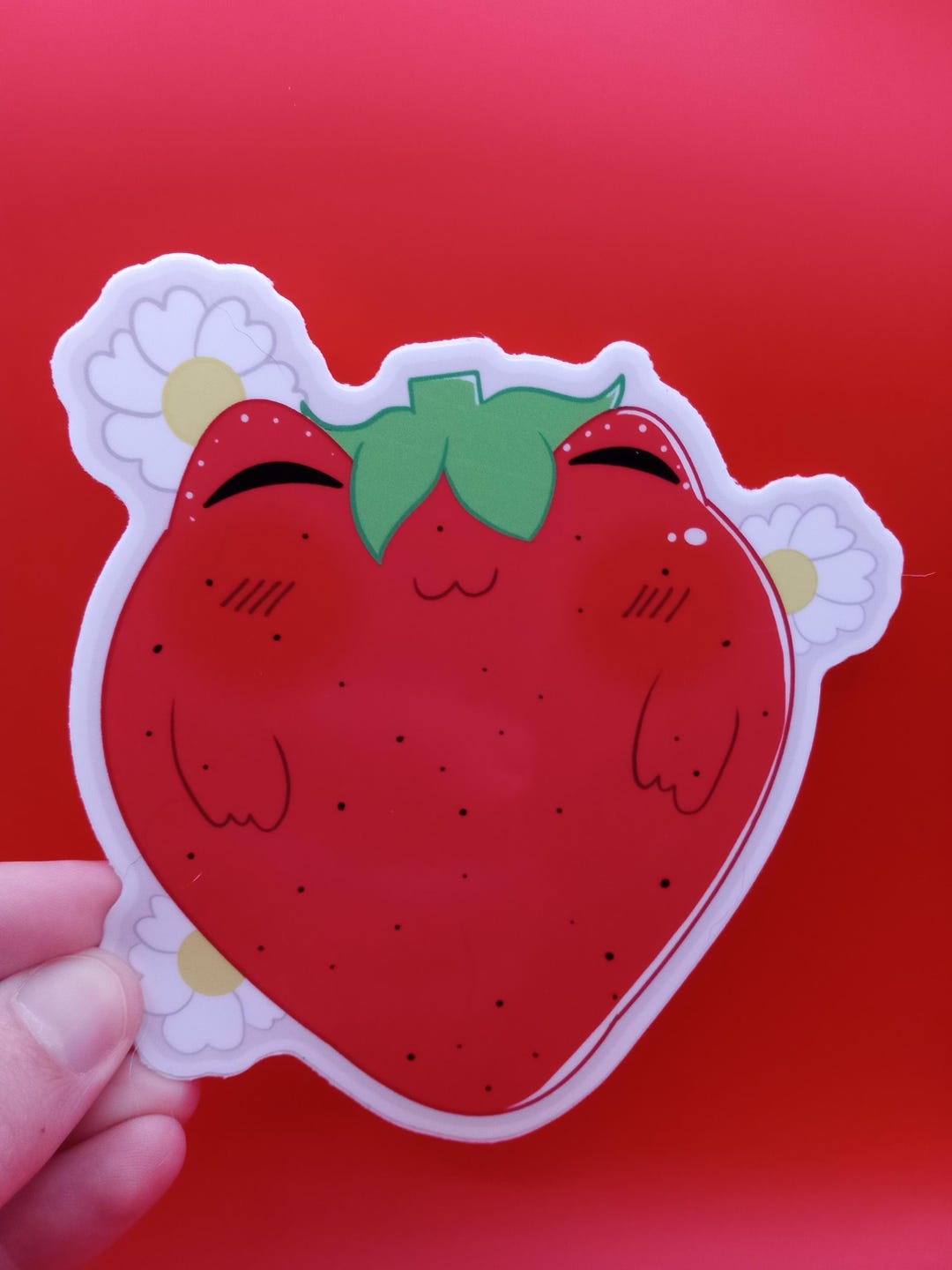 Strawberry Frog Sticker-chibi Sticker-waterproof Sticker Cute - Etsy