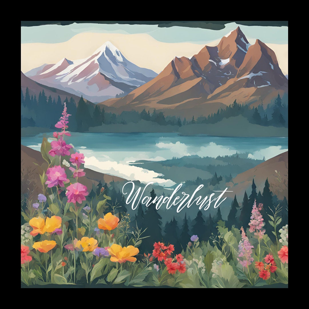 Wanderlust Mountain Art Scene Digital File - Etsy