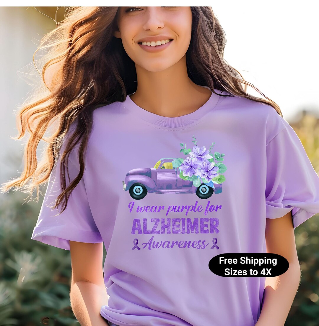 Alzheimer Awareness T-shirt Comfort Colors, I Wear Purple Alzheimer ...