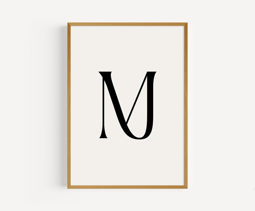 Modern Custom M Initial Print | Personalized Letter Wall Art | Elegant ...
