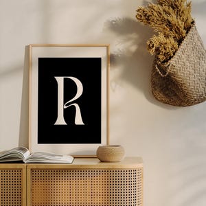 Modern R Initial Wall Art | Personalized Monogram Poster | Minimalist ...