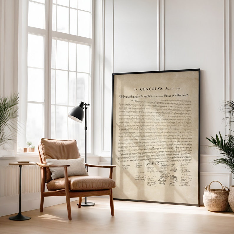The Declaration of Independence US Patriotic Wall Art Decor Premium ...