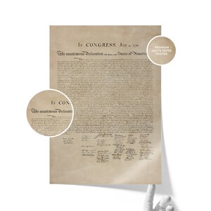 The Declaration of Independence US Patriotic Wall Art Decor Premium ...