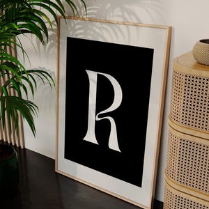 Modern R Initial Wall Art | Personalized Monogram Poster | Minimalist ...