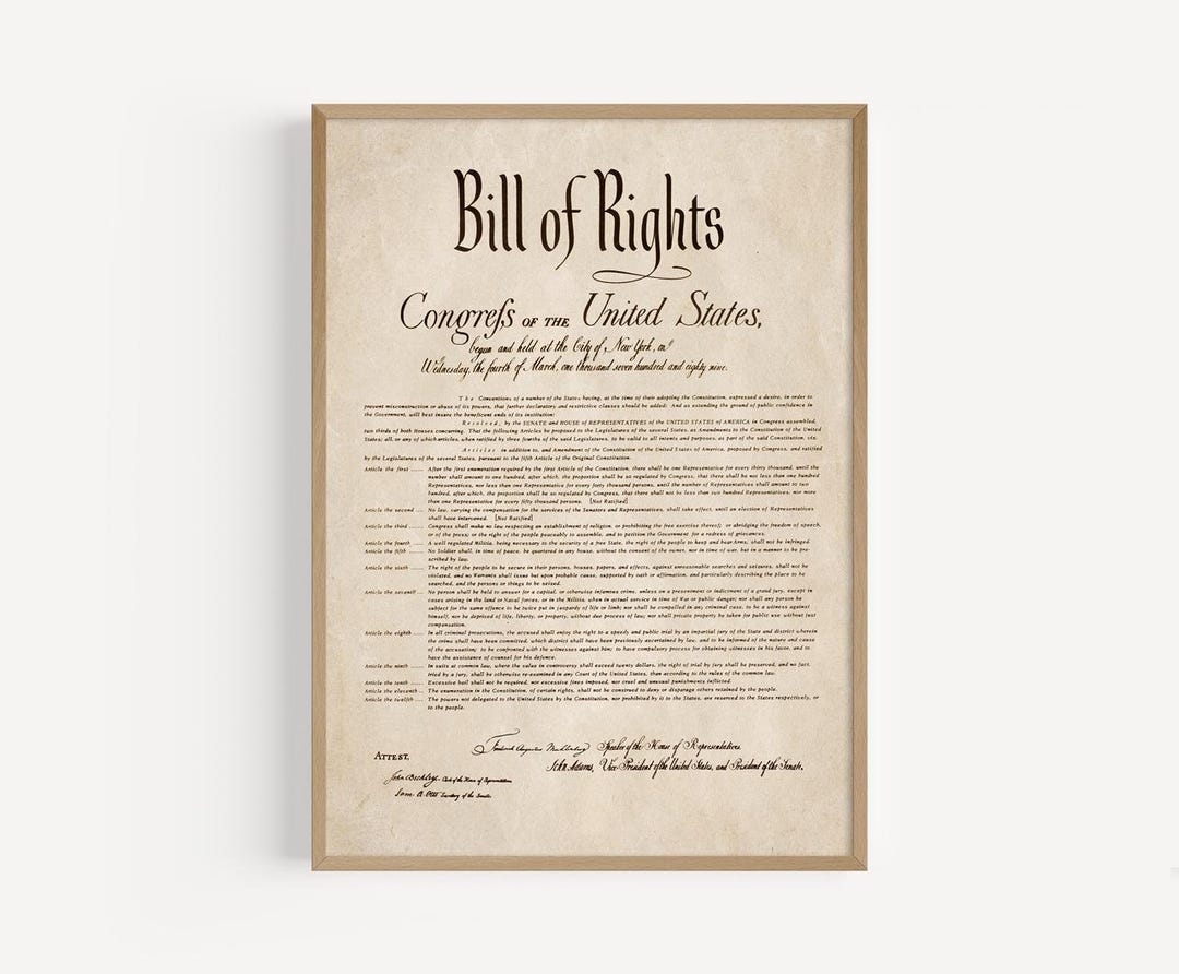 The Bill of Rights | Framed Founding Document Print | Historical ...