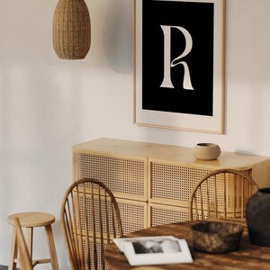 Modern R Initial Wall Art | Personalized Monogram Poster | Minimalist ...