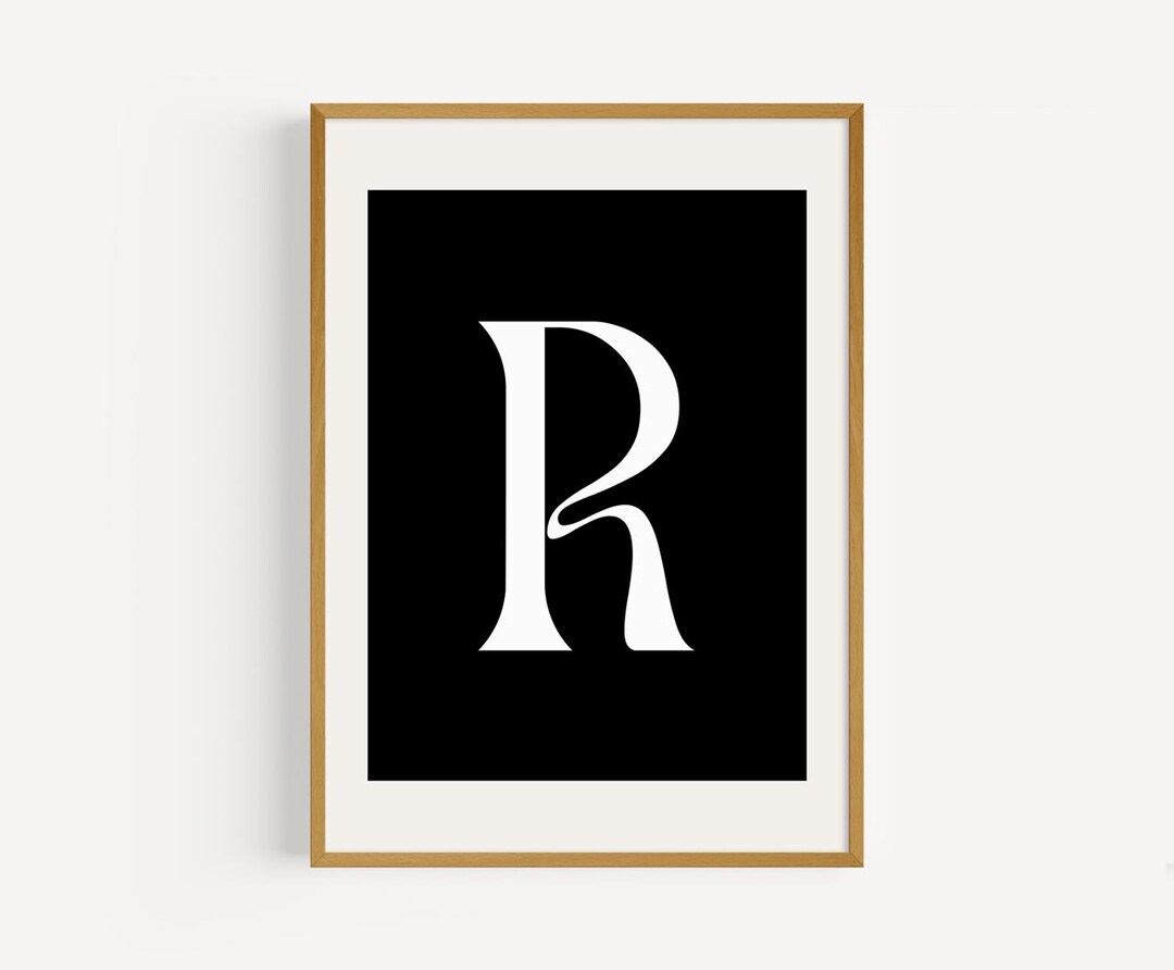 Modern R Initial Wall Art | Personalized Monogram Poster | Minimalist ...