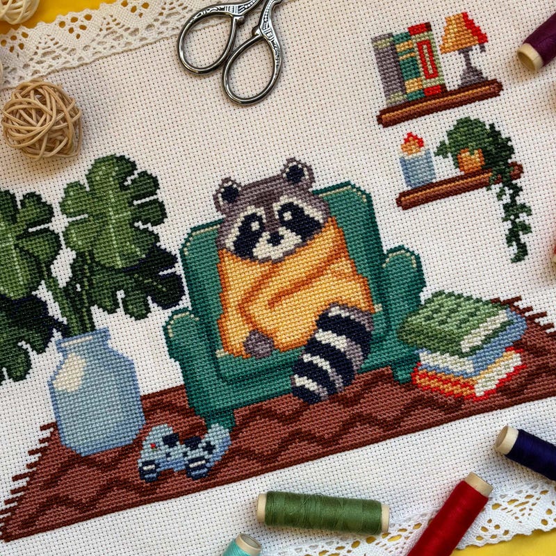 Raccoon Cross Stitch - Etsy