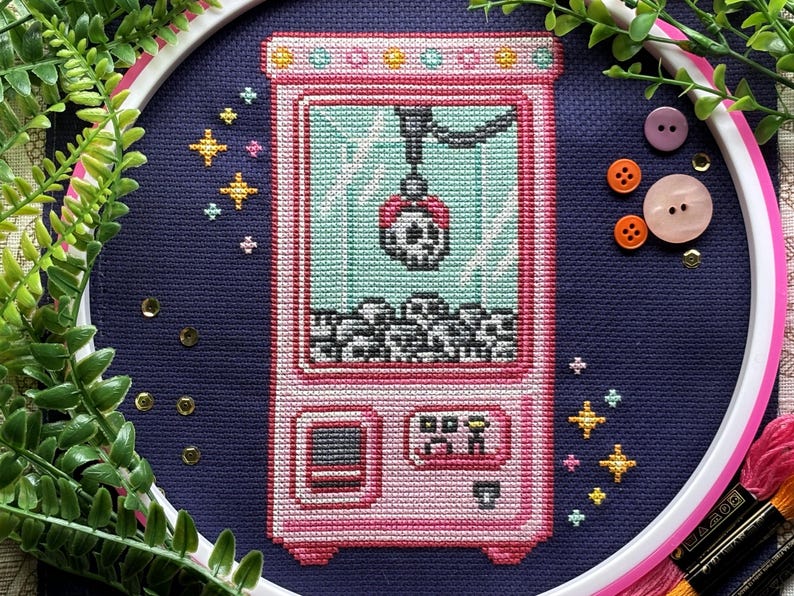 Creepy Claw Machine Cross Stitch Pattern PDF - Haunted Claw Crane ...