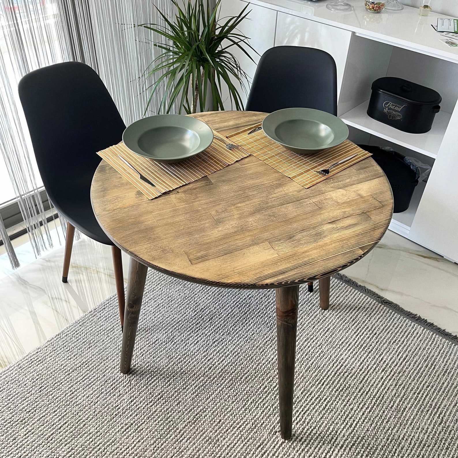 Round Dining Table, Small Dining Table, Rustic Comouter Desk - Etsy