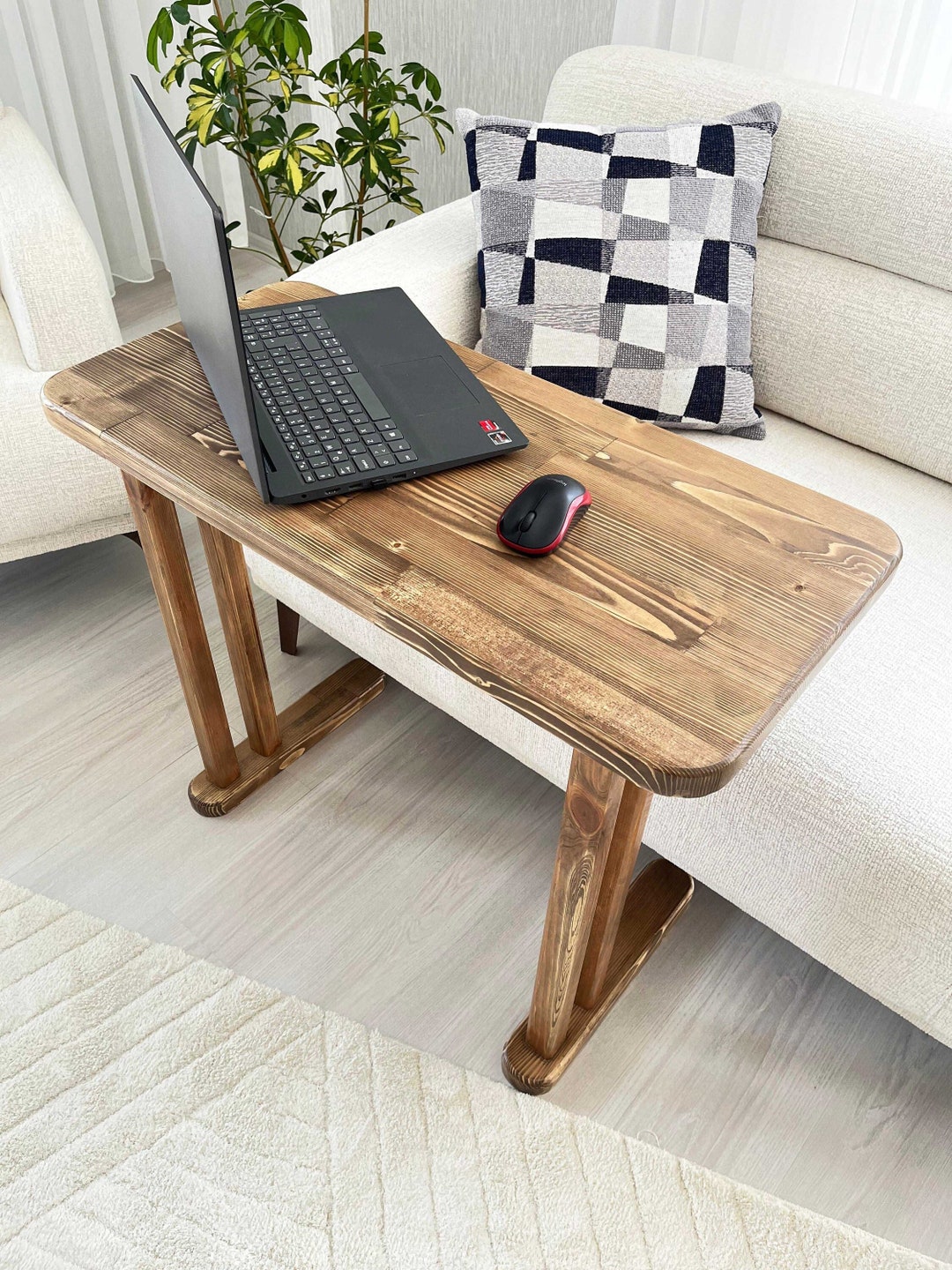 Solid Wood Laptop Table, C Side Console Coffee Table - Etsy