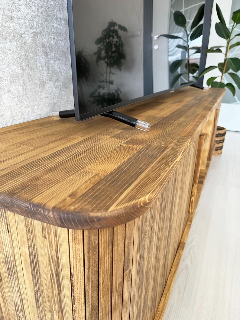 Handcrafted Media Console Cabinet, Sliding Tambour Door Tv Stand ...