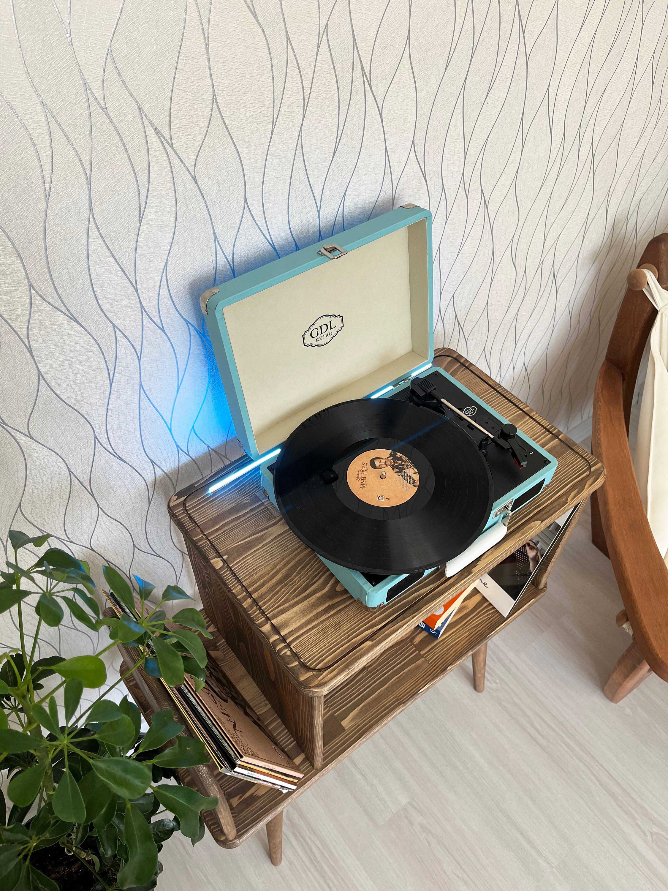 MCM Record Player Stand With LED, Vinyl Record Storage, Night Stand - Etsy