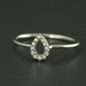 Diamond Ring Pear Diamond Drop .05cttw 14K White Gold Minimalist ...