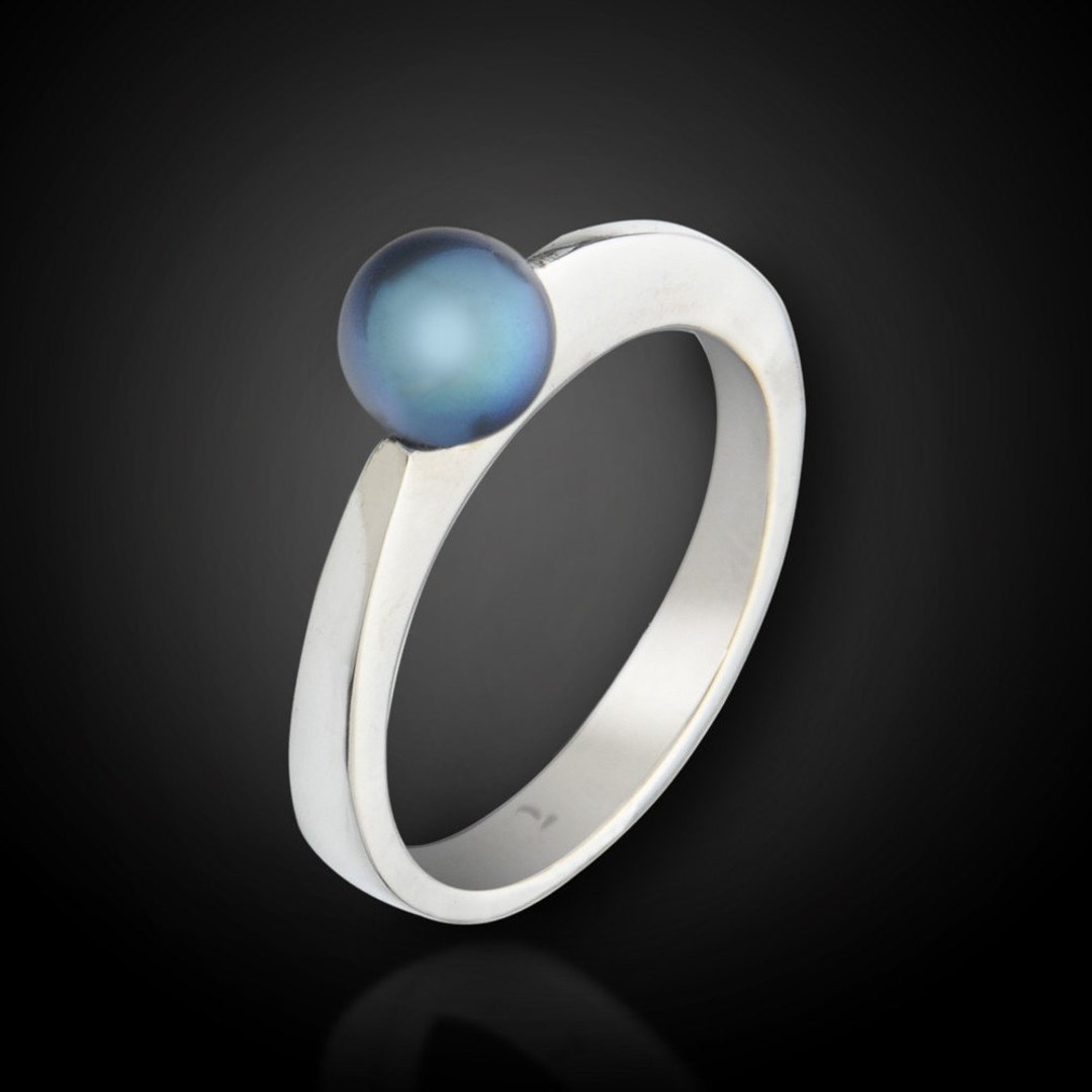 Modern Pearl Ring--hand Carved and Castsolid Sterling Silver Elegant ...