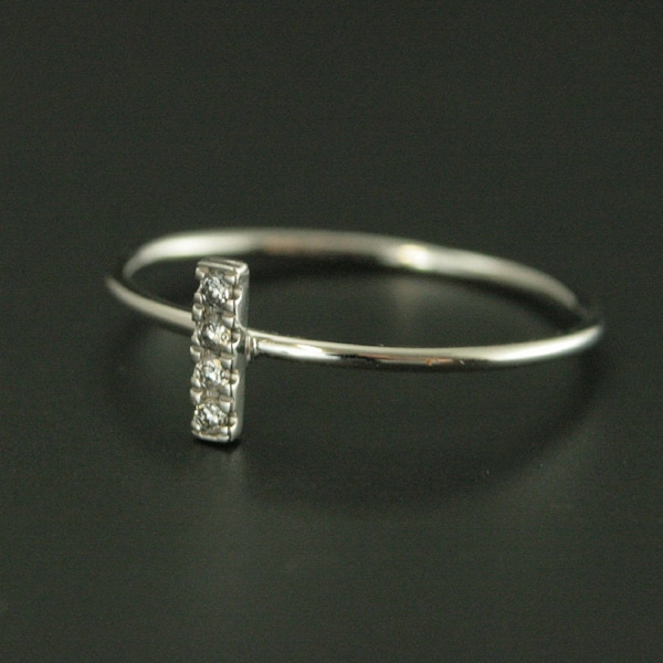 Diamond Vertical Line Bar Ring - Etsy