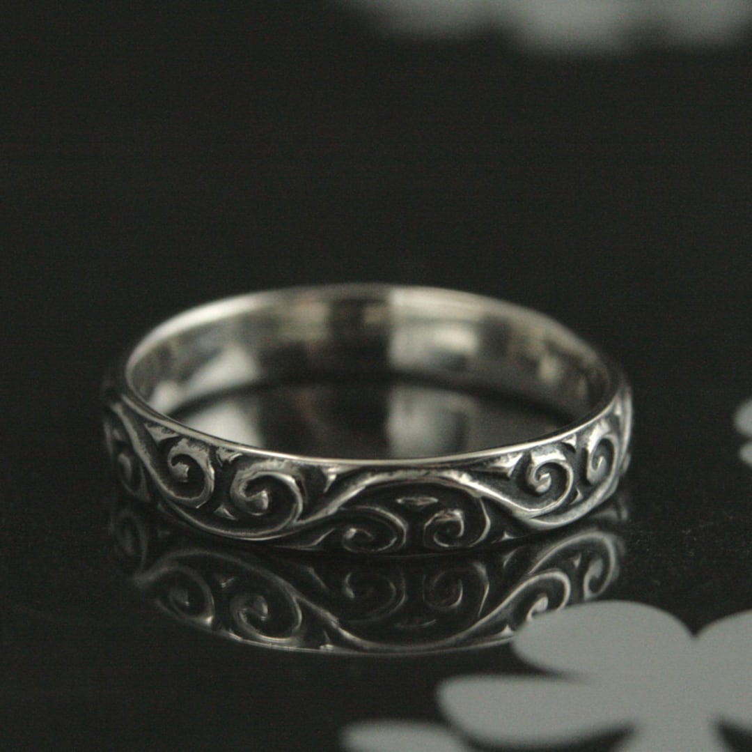 Tendrils and Thyme Sterling Silver Wedding Band--embossed Vine ...