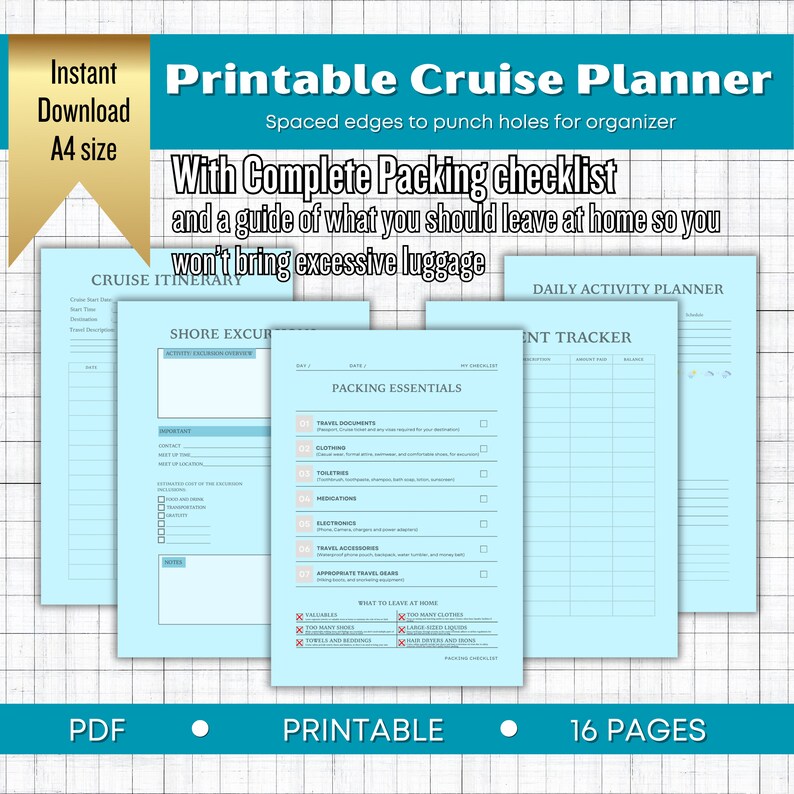 Printable Cruise Planner, Cruise Checklist, Cruise Preparation, Packing ...