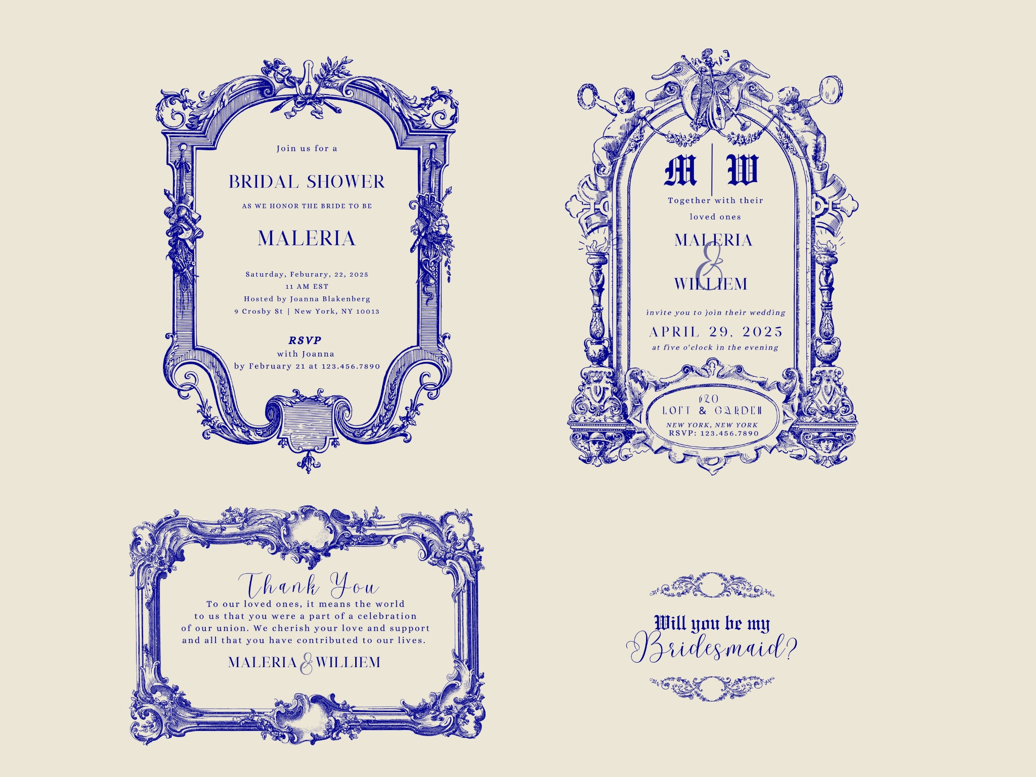 Gilded Age Wedding Invitation Template Set (digital Download) - Etsy
