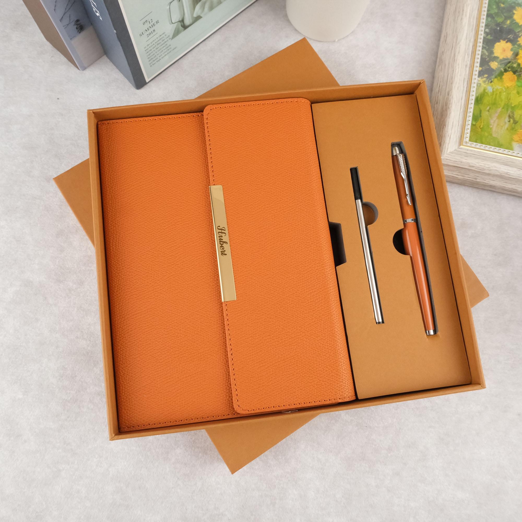 Custom Notebook and Pen Set, Personalized Diary With Gift Box, Leather ...
