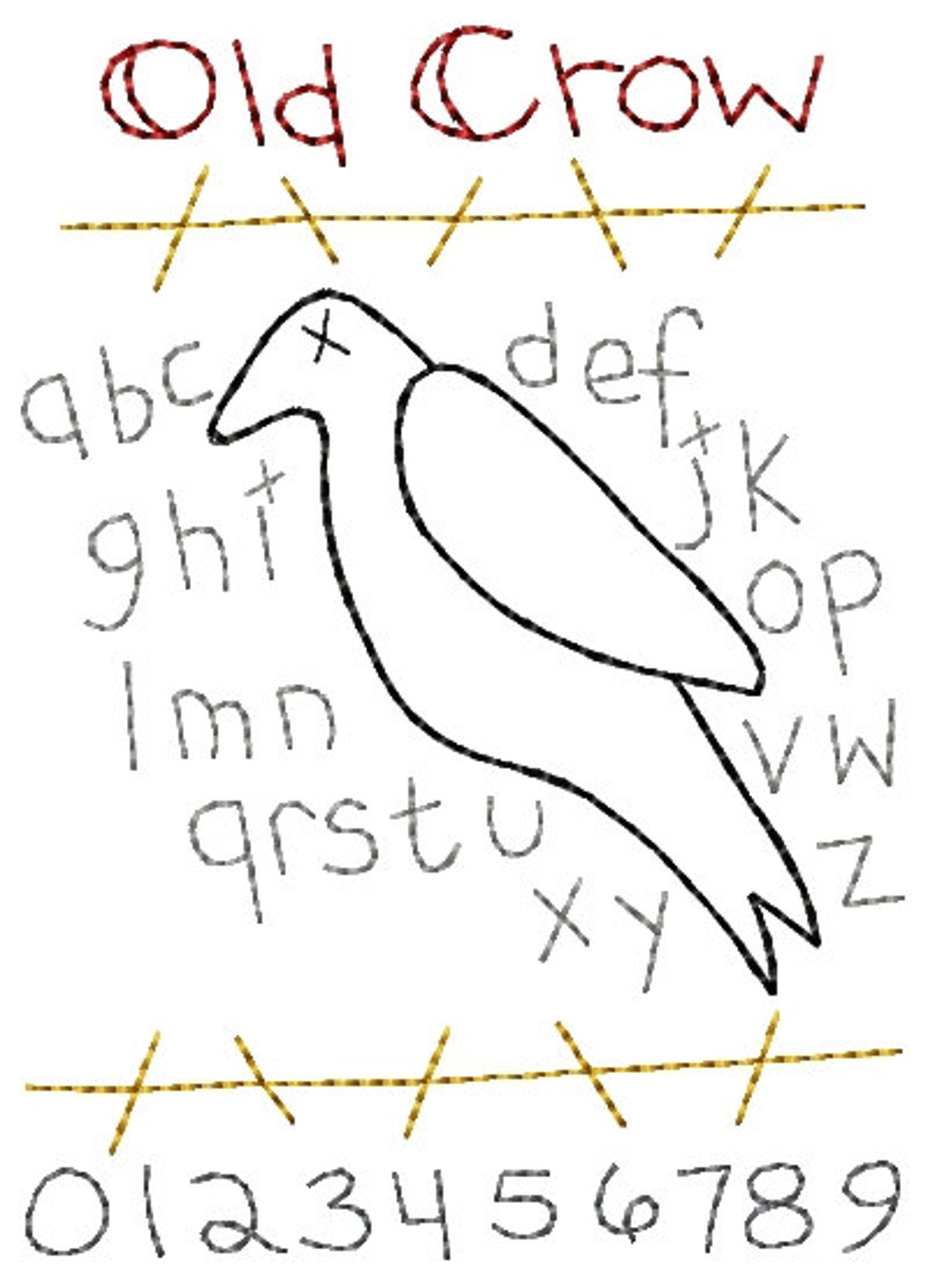 Old Crow Alphabet Primitive Sampler Machine Embroidery Design - Etsy
