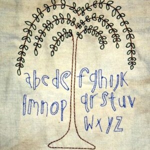 Willow Tree Alphabet Primitive Machine Embroidery Design Antique ...