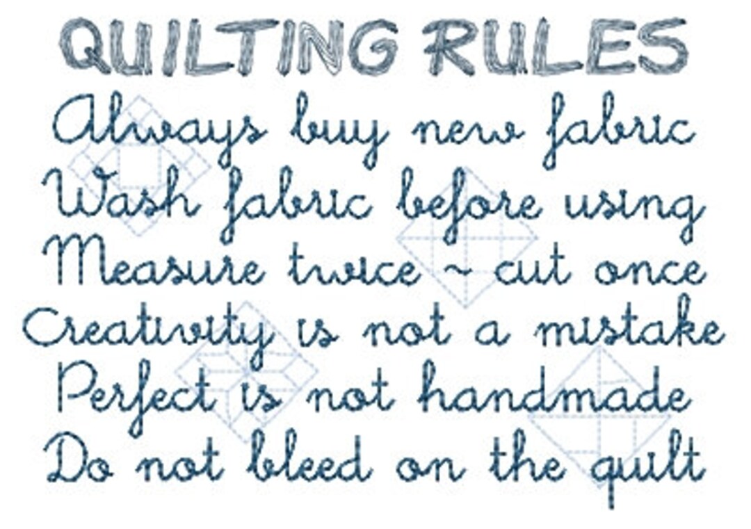 Quilting Rules Redwork Saying Machine Embroidery Design 5x7 - Etsy