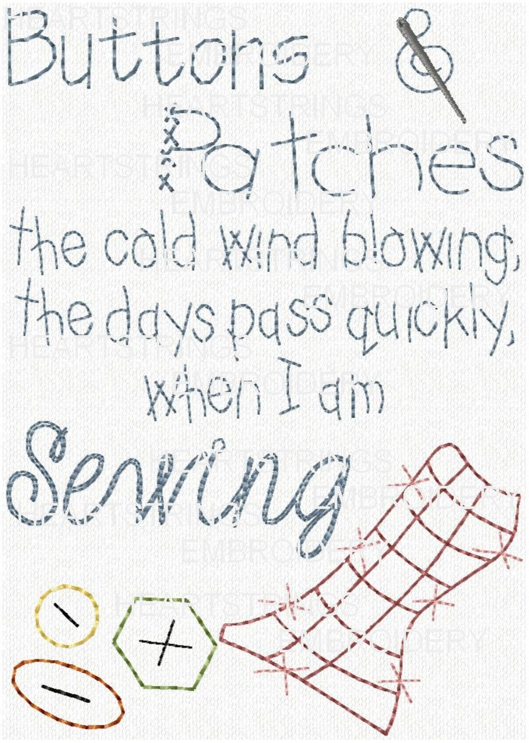 When I Am Sewing Poem Prim Hand Stitchery Embroidery Quilt Needlework ...