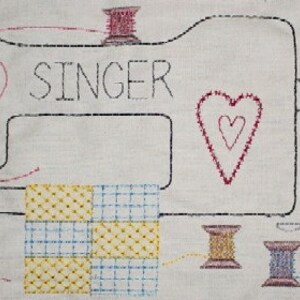 Singer Antique Sewing Machine Primitive Redwork Sampler Machine ...