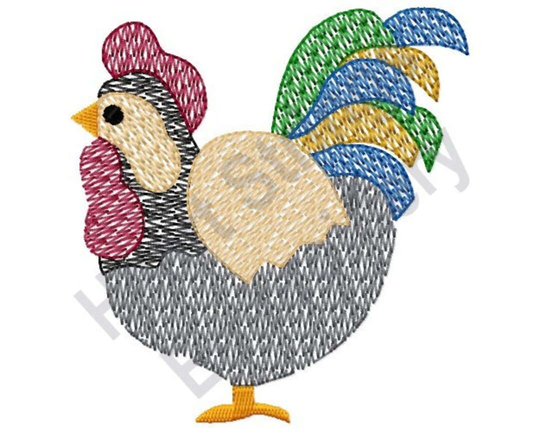 Colorful Rooster -machine Embroidery Design, Embroidery Designs ...