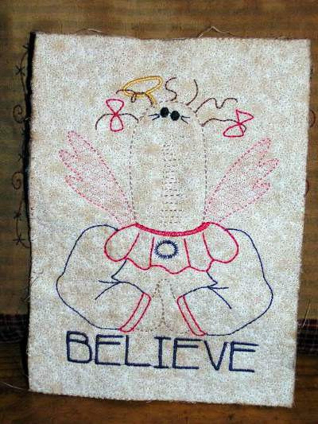 Believe Angel Primitive Redwork Sampler Prim Angel Machine Embroidery ...