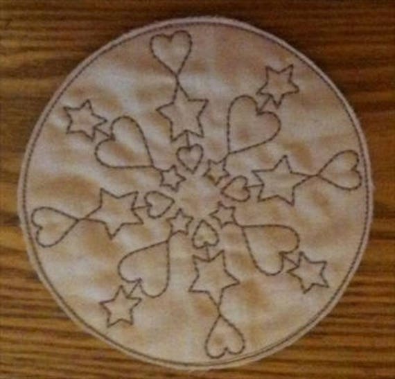 Hearts & Stars Prim Candle Mat Patterns Hand Stitchery | Etsy