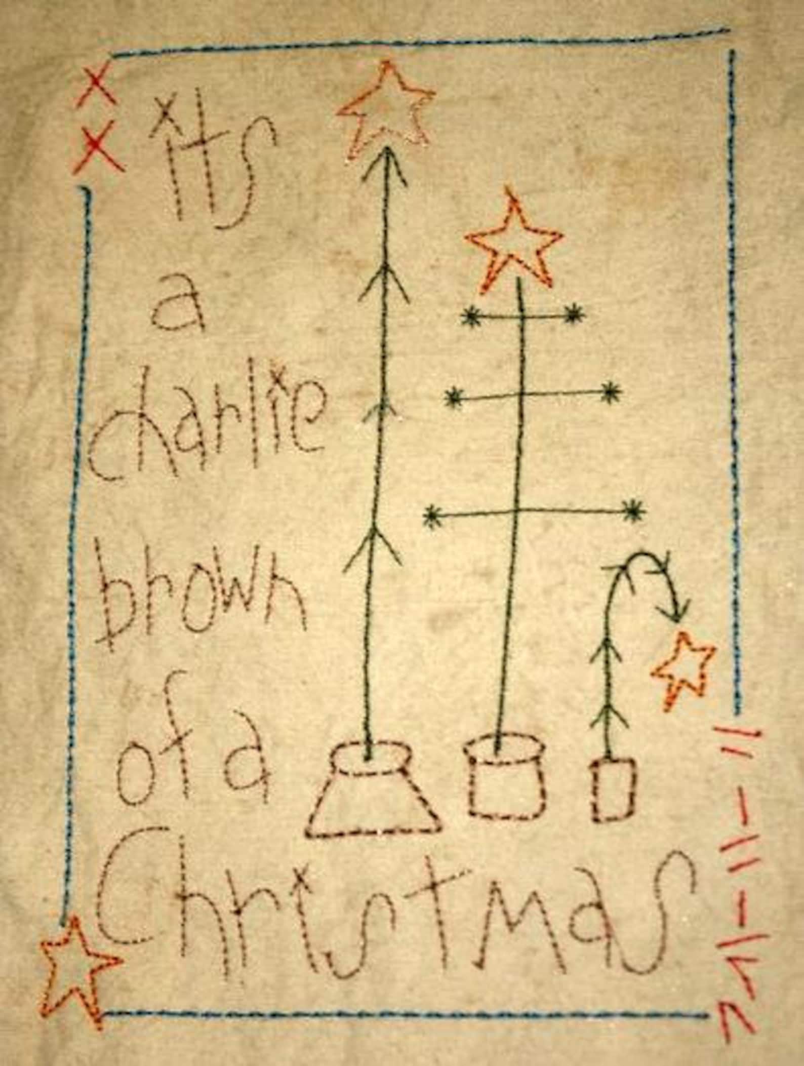 It's A Charlie Brown Christmas Primitive Redwork Sampler | Etsy