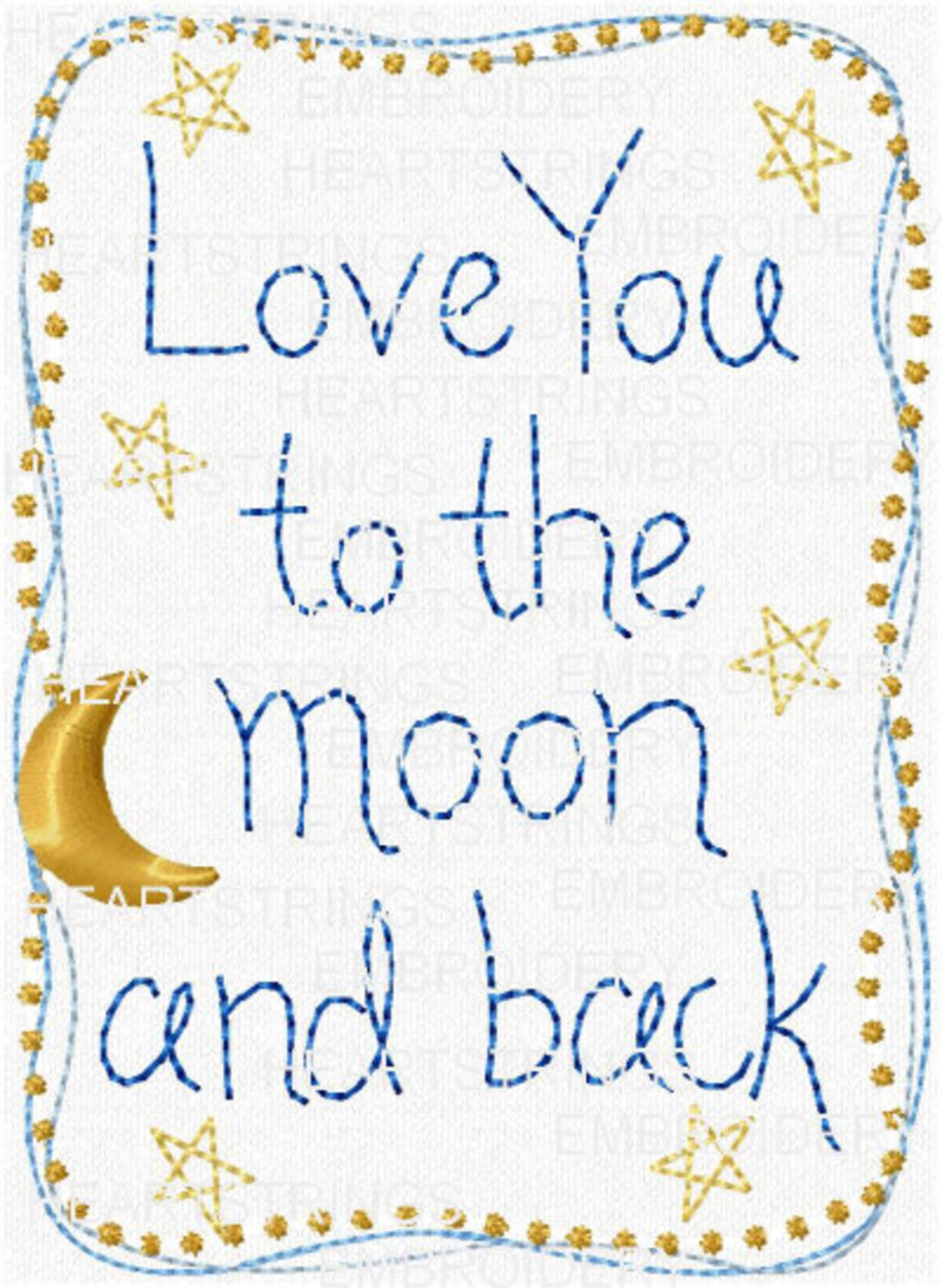 Love You to the Moon and Back Baby Child Hand Stitchery Prim Embroidery ...
