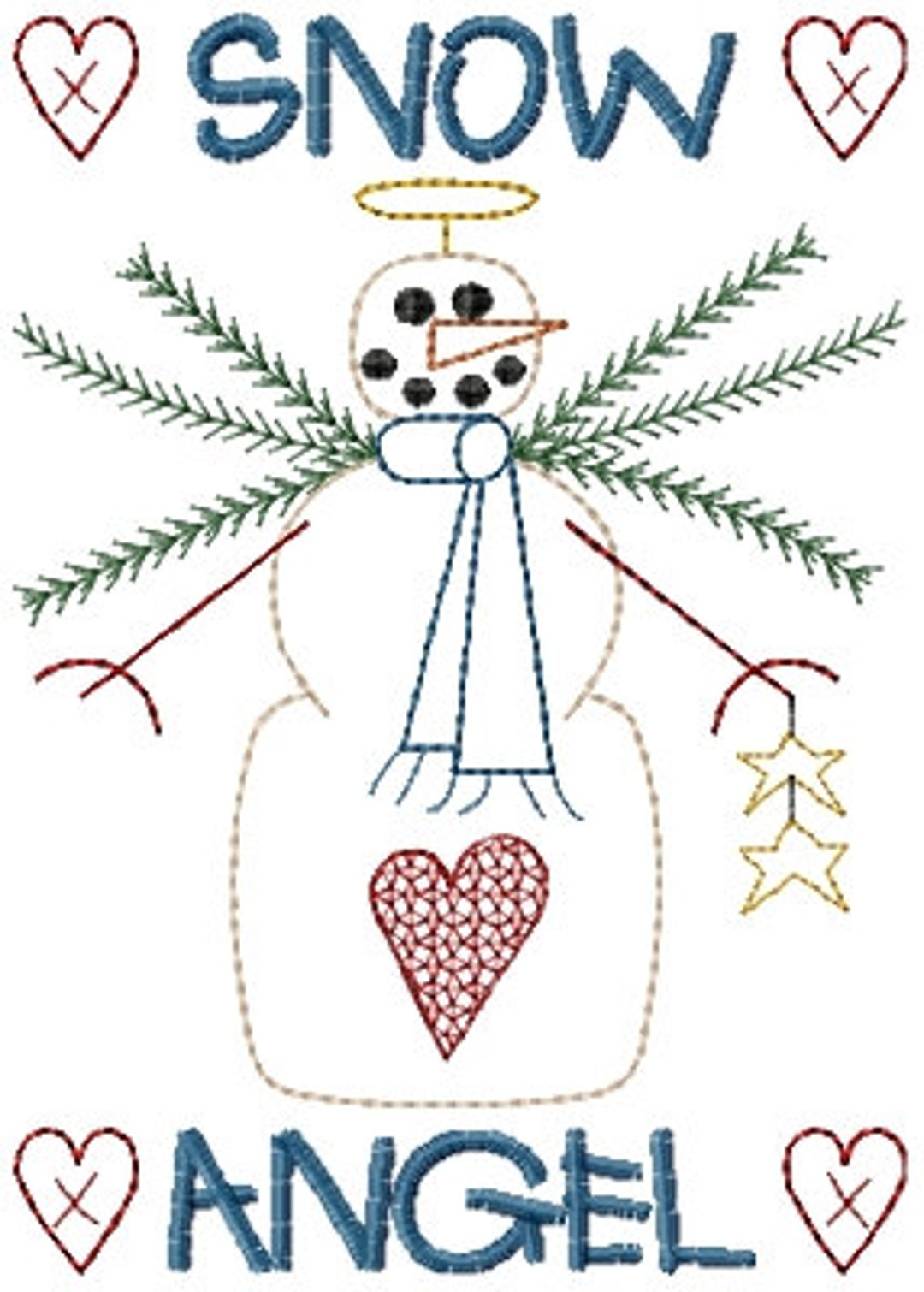 Snowman Snow Angel Machine Embroidery Design, Embroidery Designs ...