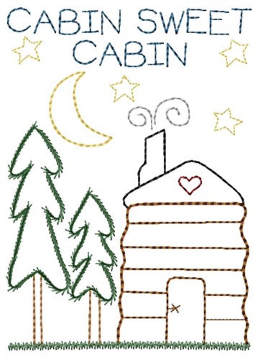Log Cabin Sweet Log Cabin Home Sampler Redwork Primitive Country ...