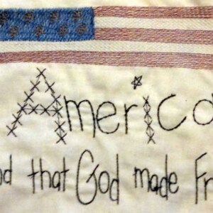 America Land That God Made Free USA Flag Redwork Machine Embroidery ...